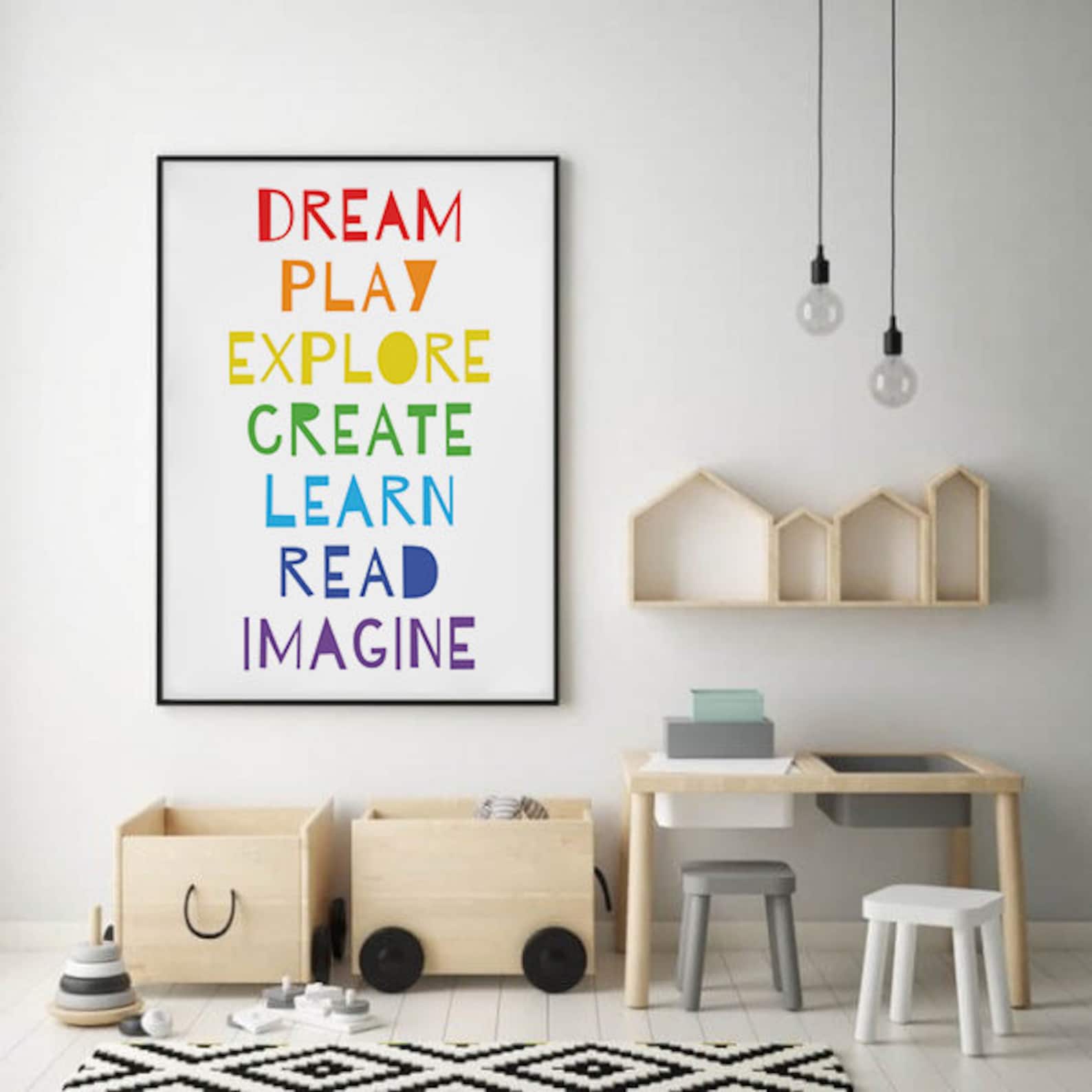 Dream Play Explore Create Learn Read Imagine-kids Printable - Etsy