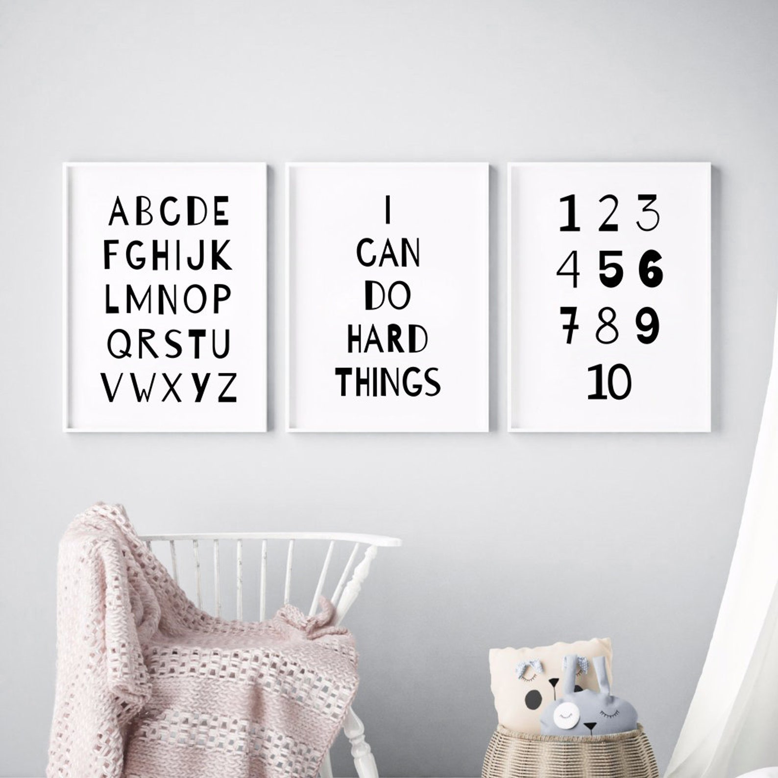 Numbers Printable Wall Art Black and White Numbers Kids - Etsy