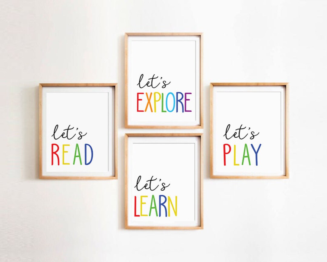 Set of 4 Printable Posters, Let's Play, Let's Read, Let's Explore, Let ...