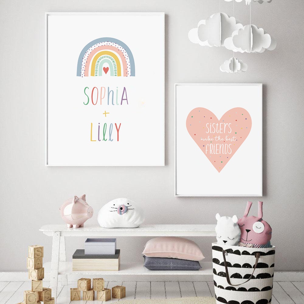 Personalized Sisters Poster Girls Room Decor Sisters Wall - Etsy