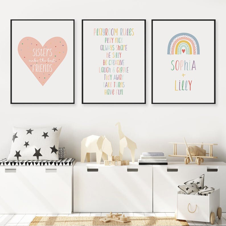 Set of 3 Playroom Printables Pastel Poster Girls Room Decor - Etsy