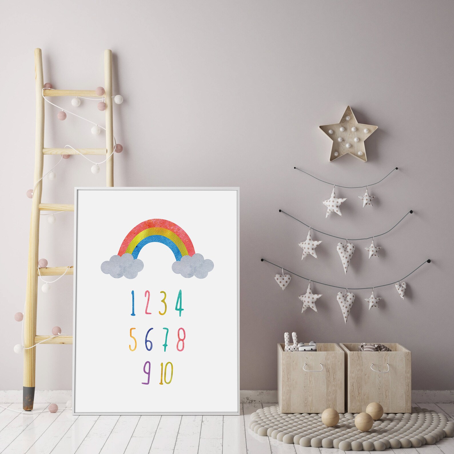 Rainbow Printable Poster Kids Bedroom Decor Watercolor - Etsy
