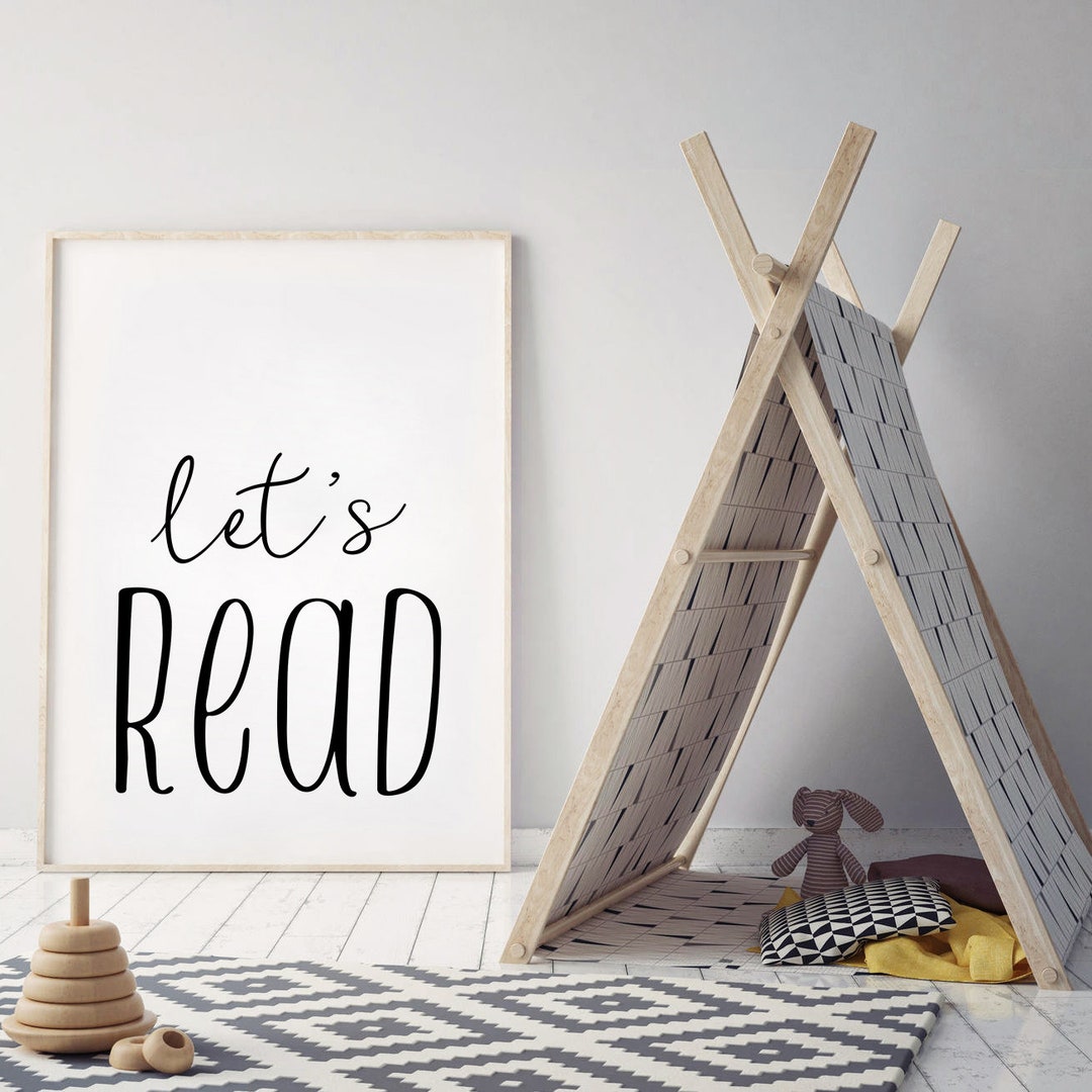 Let's Read Printable Poster Playroom Wall Art Black and - Etsy