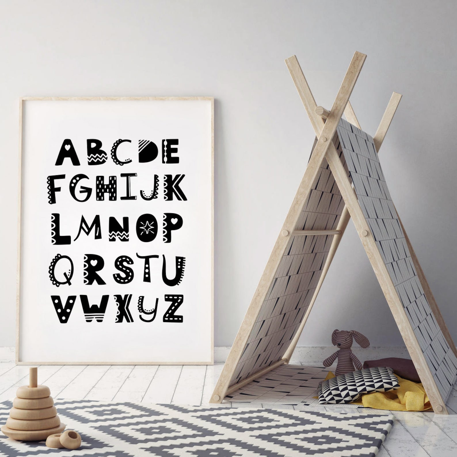 Alphabet Art Print Art Print Instant Download Nursery Art | Etsy