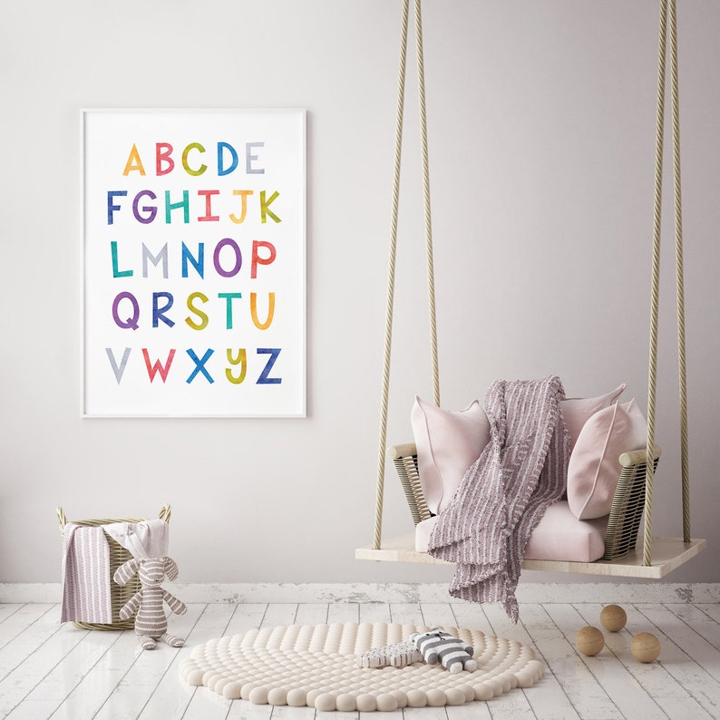 Watercolor Alphabet Printable Poster ABC Nursery Decor - Etsy
