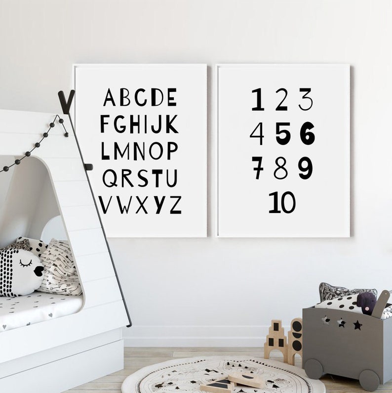 Numbers Printable Wall Art Black and White Numbers Kids - Etsy