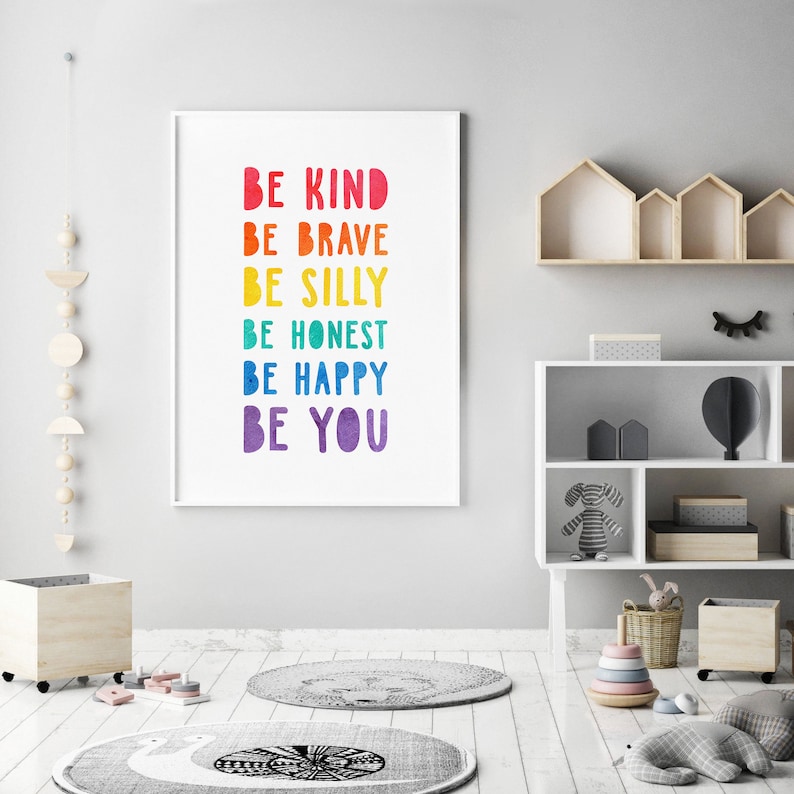 Watercolor Printable Poster Be Kind Be Brave Be Happy Be You | Etsy