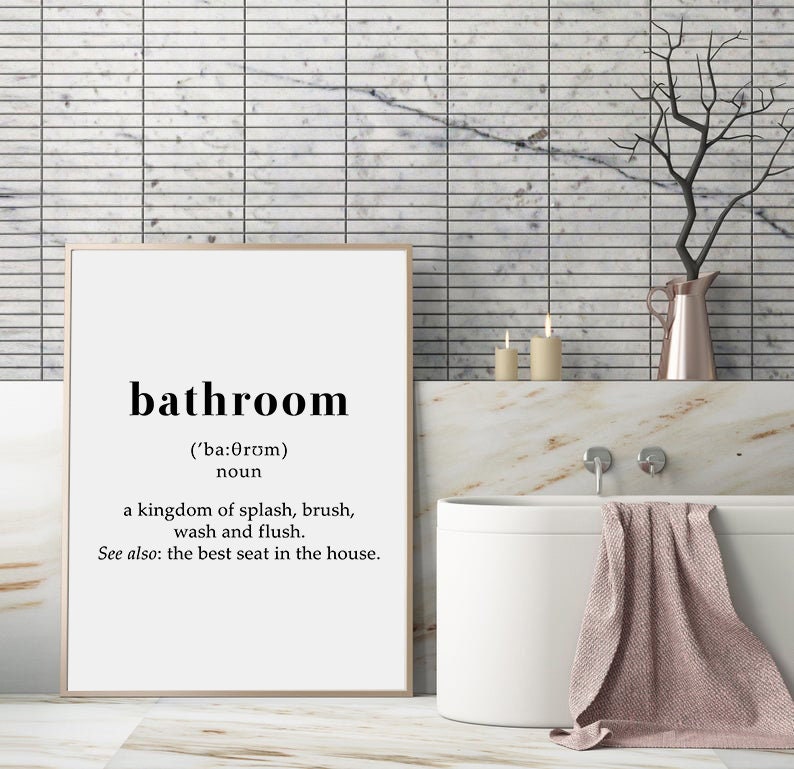 Bathroom Signs Bathroom Wall Art Definition Wall Decor | Etsy