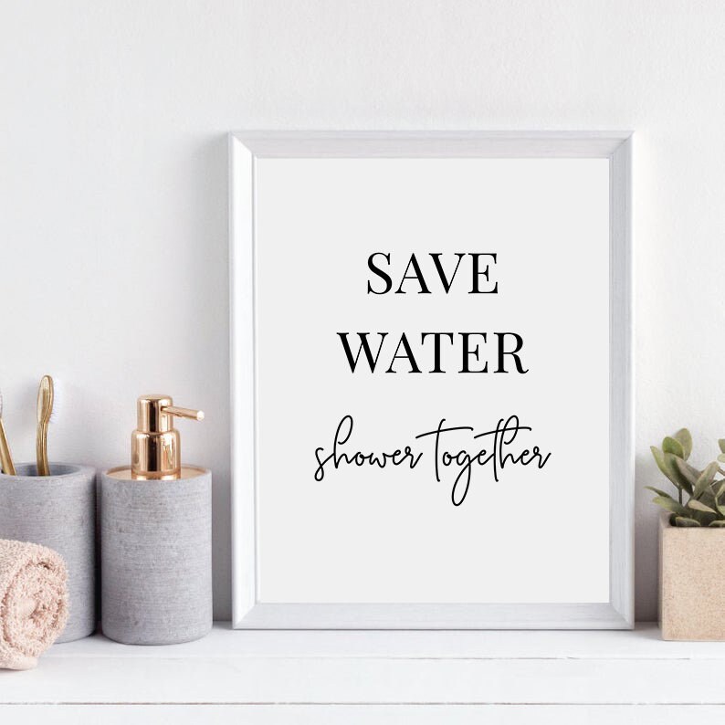 Save Water Shower Togetherbathroom Decorbathroom Artdigital Etsy