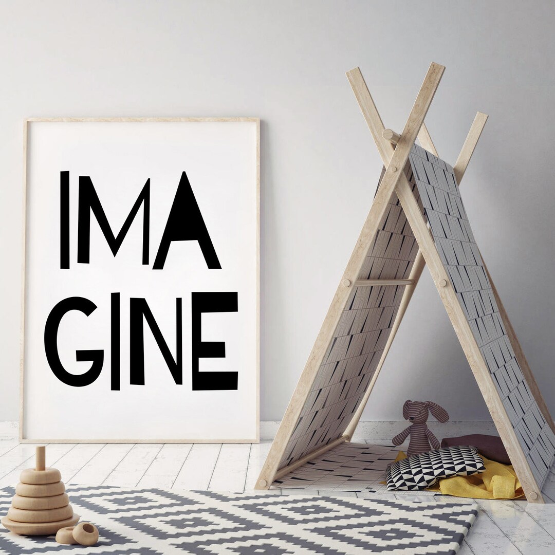 Imagine Poster, Imagine Sign, Playroom Printable, Playroom Decor ...