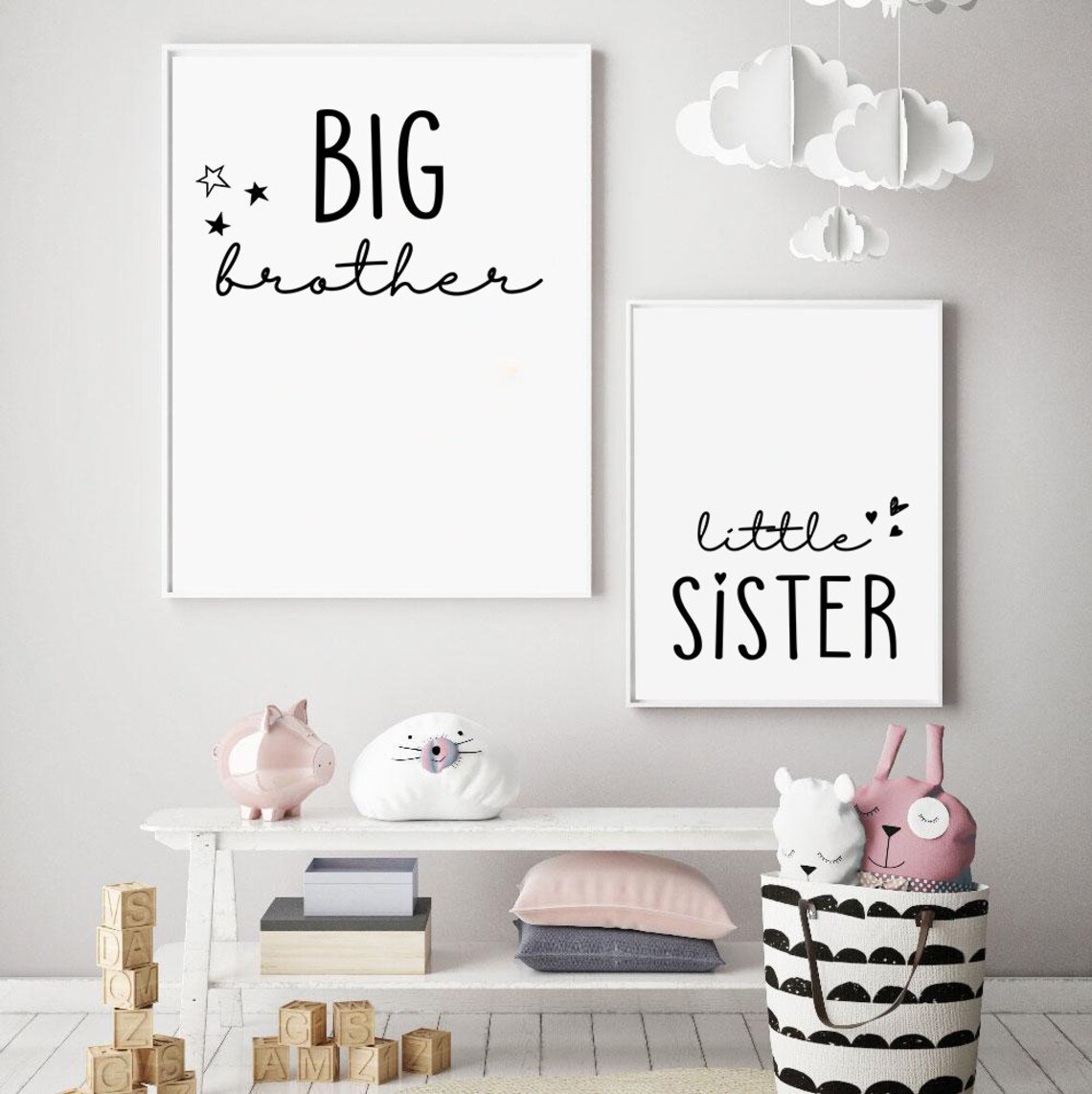 Set of 3 Printable Posters Big Brother Little Sister - Etsy