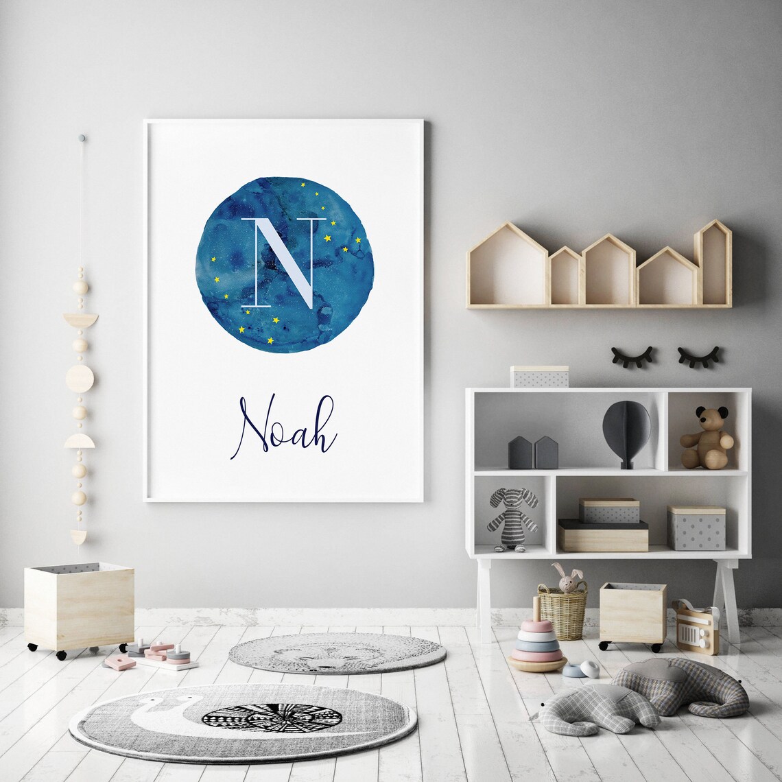 Nursery Night Sky Printable Poster Personalized Monogram - Etsy