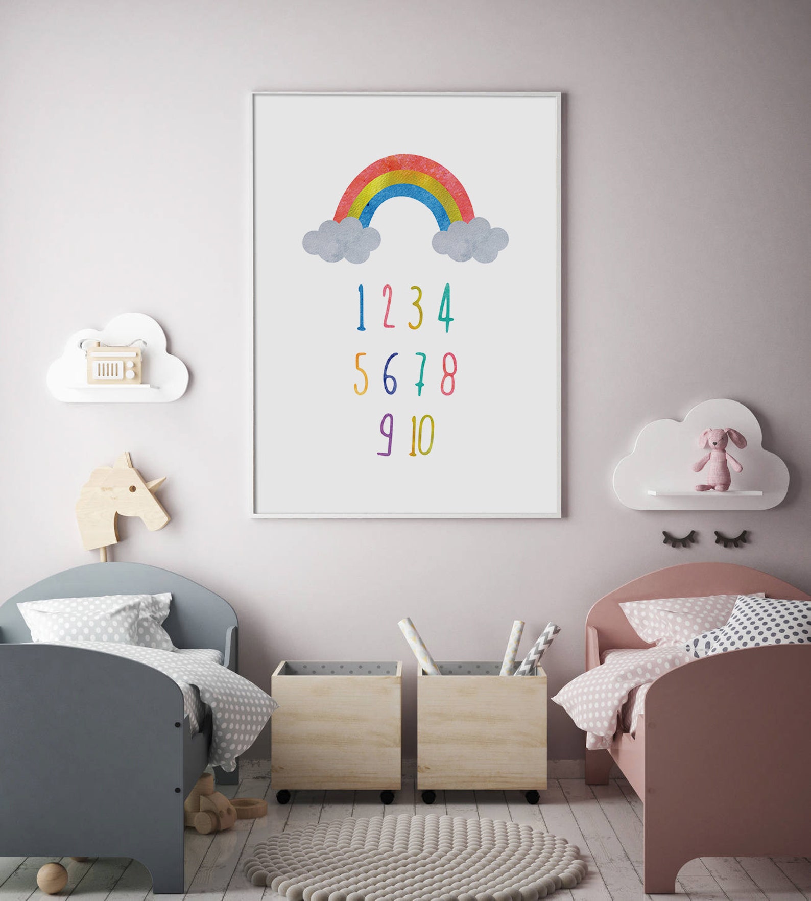 Rainbow Printable Poster Kids Bedroom Decor Watercolor - Etsy