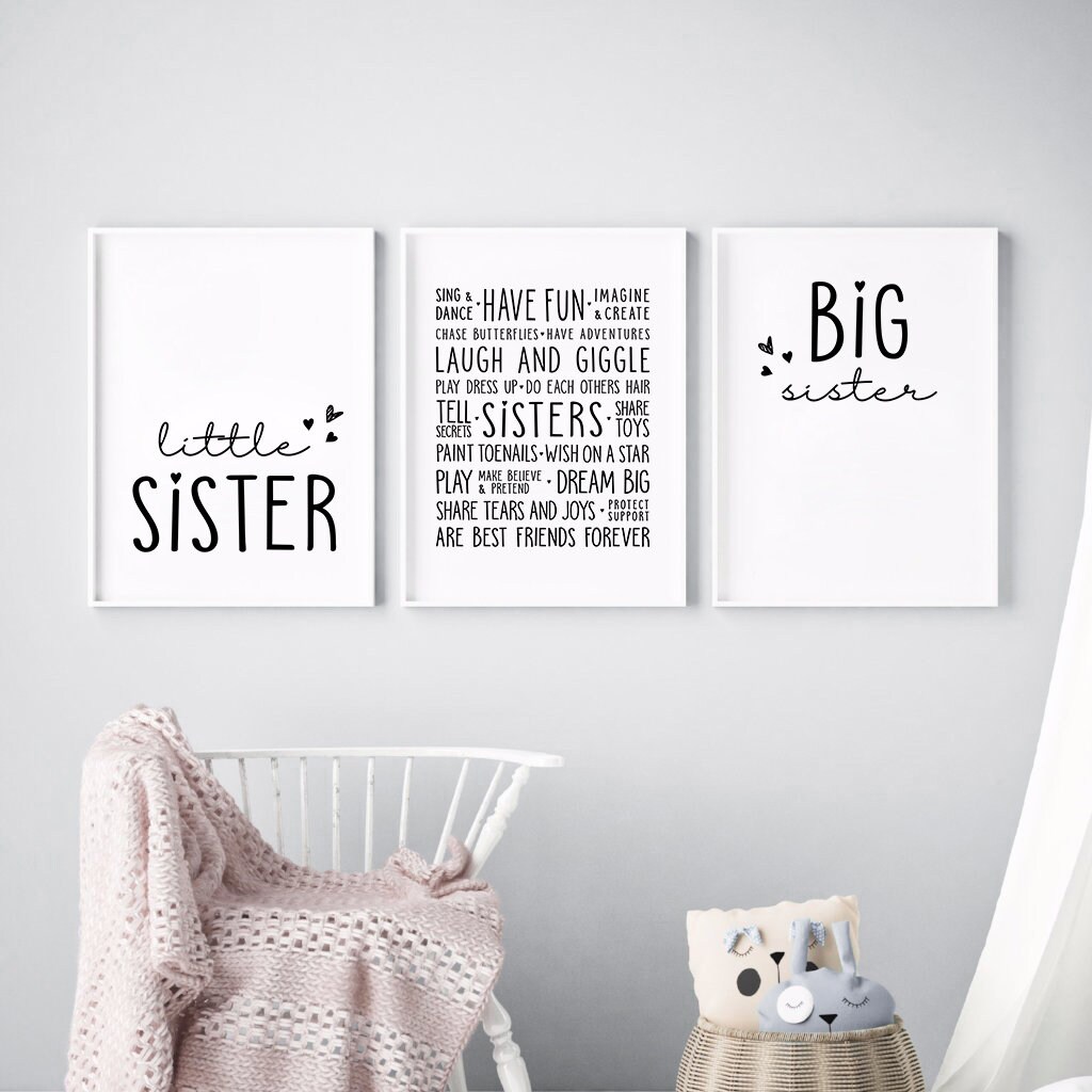 Sisters Wall Art Sisters Wall Decor Siblings Art Shared | Etsy