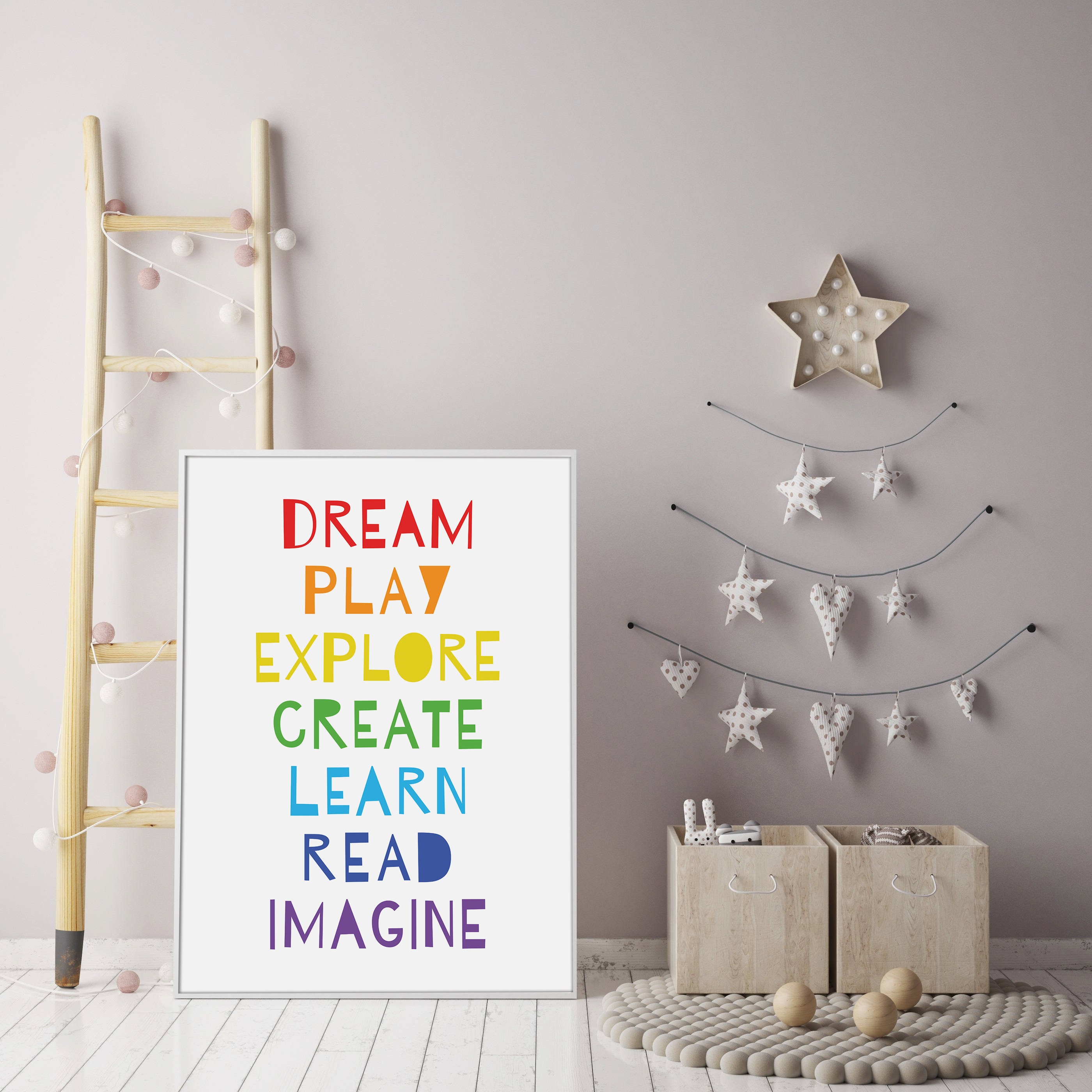 Dream Play Explore Create Learn Read Imagine-Kids Printable | Etsy