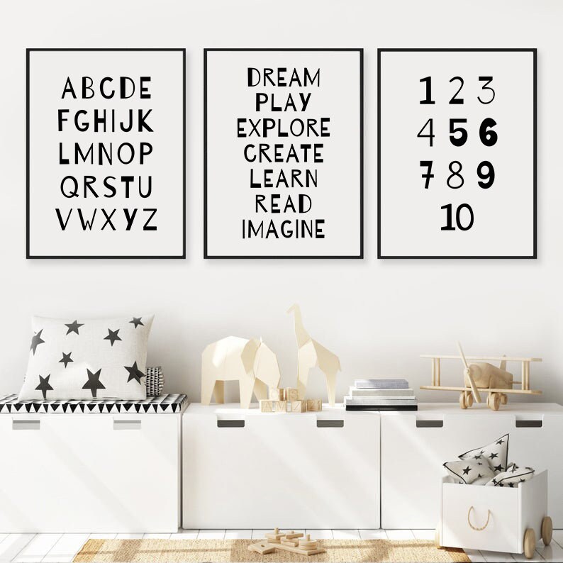 Set of 3 Printable Posters ABC Dream Play Explore Create - Etsy