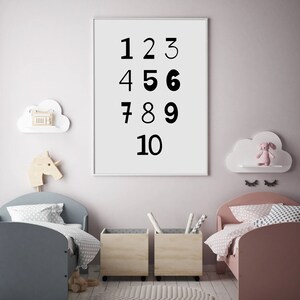 Numbers Printable Wall Art , Black and White Numbers, Kids Room Decor ...