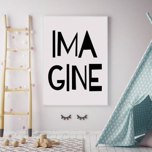Imagine Poster, Imagine Sign, Playroom Printable, Playroom Decor ...