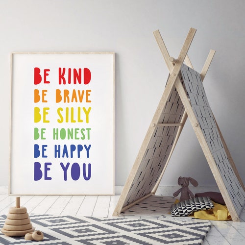 Be Happy Be Bright Be You Print Playroom Print Nursery - Etsy