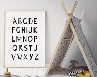 Alphabet Poster Handwriting Chart ABC Print Educational - Etsy