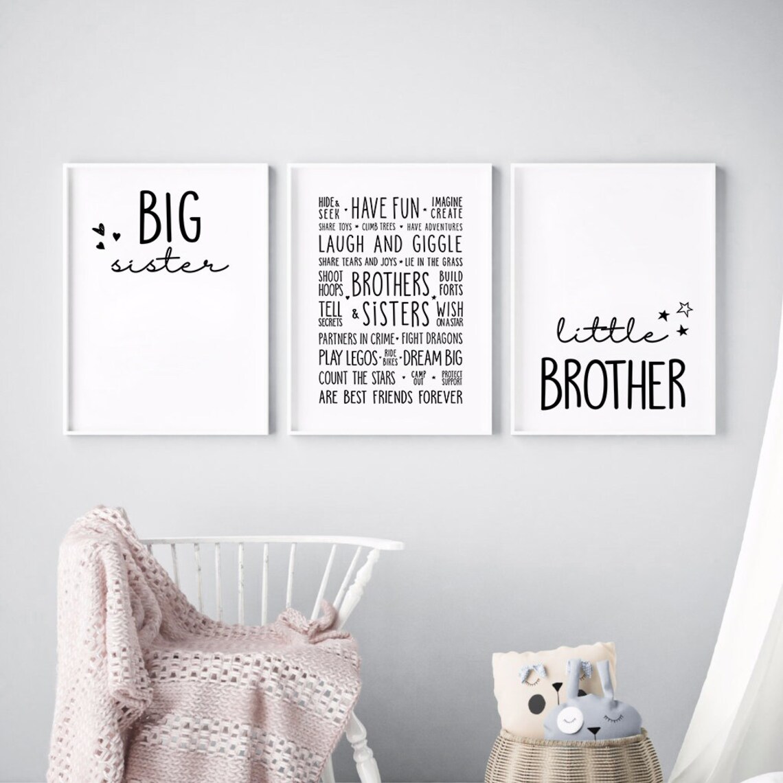 Brothers and Sisters Printable Art Siblings Print Playroom | Etsy