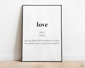 Love Print, Love Definition Poster, Love Dictionary Print, Love Quote ...