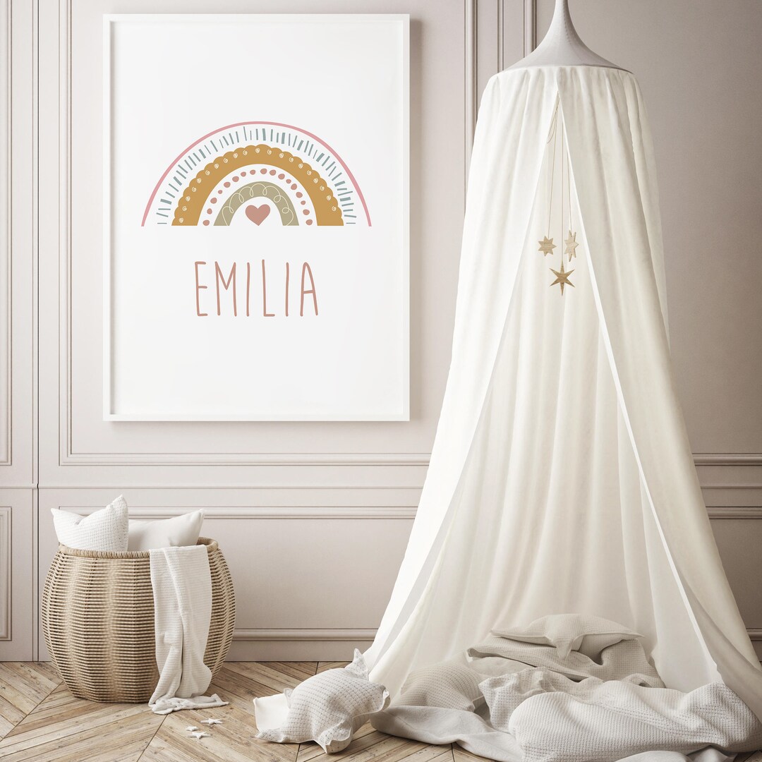 Personalized Rainbow Poster, Custom Girl Name Printable Poster, Girls ...