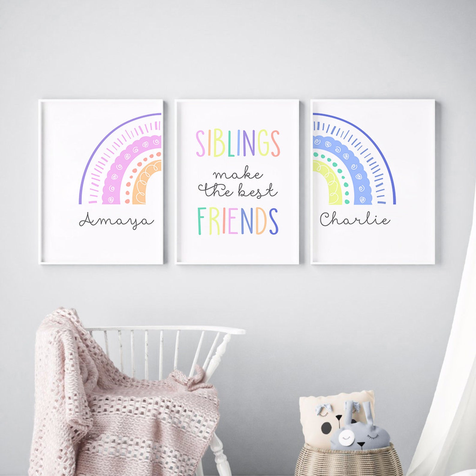 Set of 4 Printable Posters Personalized Posters Rainbow | Etsy