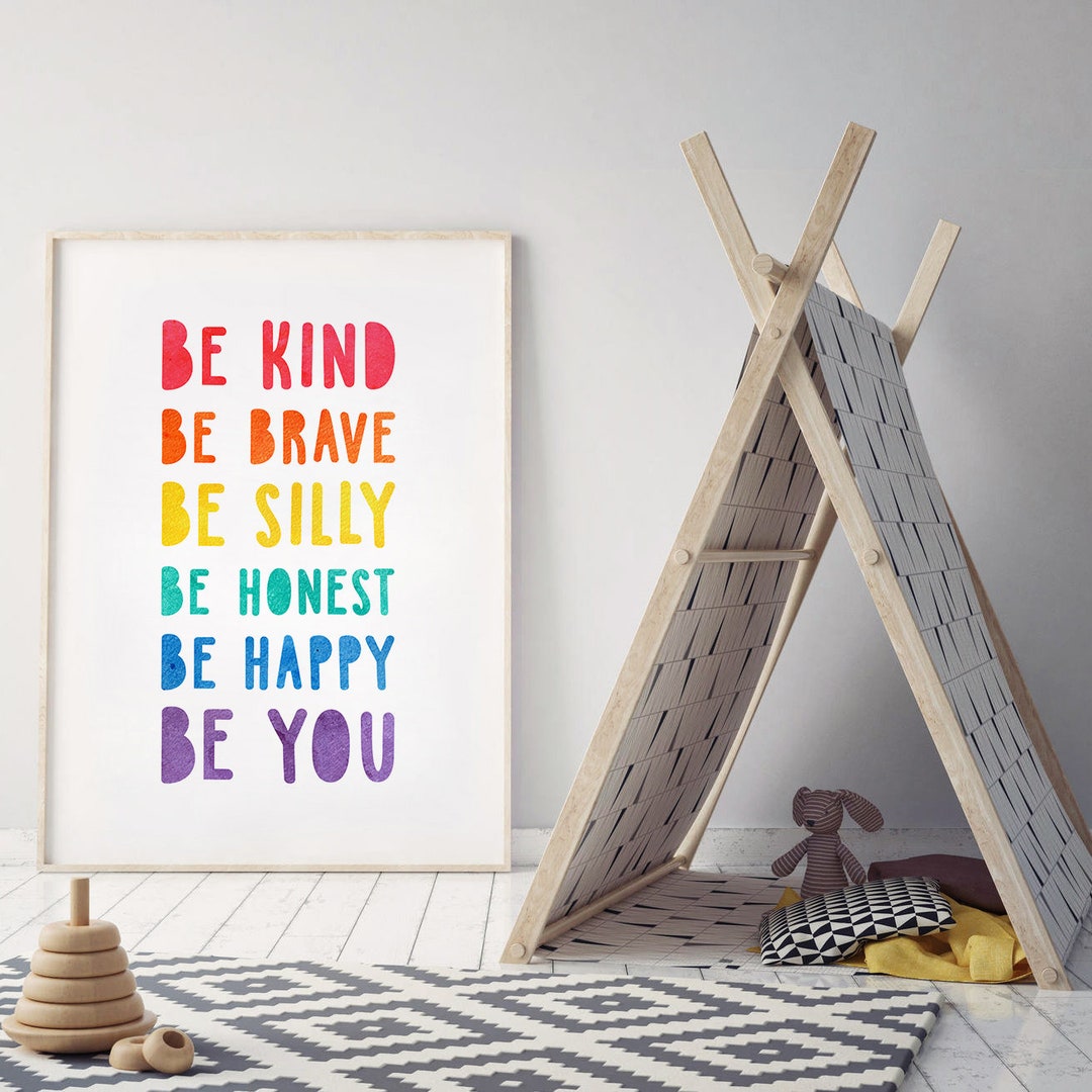 Watercolor Printable Poster, Be Kind Be Brave Be Happy Be You, Kids ...