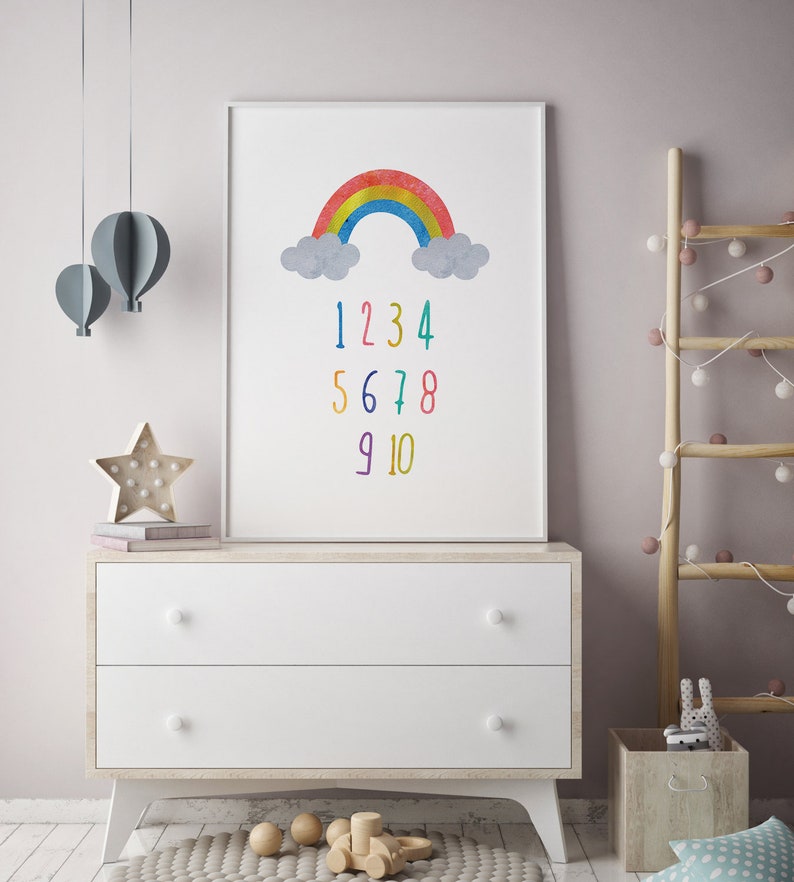 Rainbow Printable Poster Kids Bedroom Decor Watercolor - Etsy