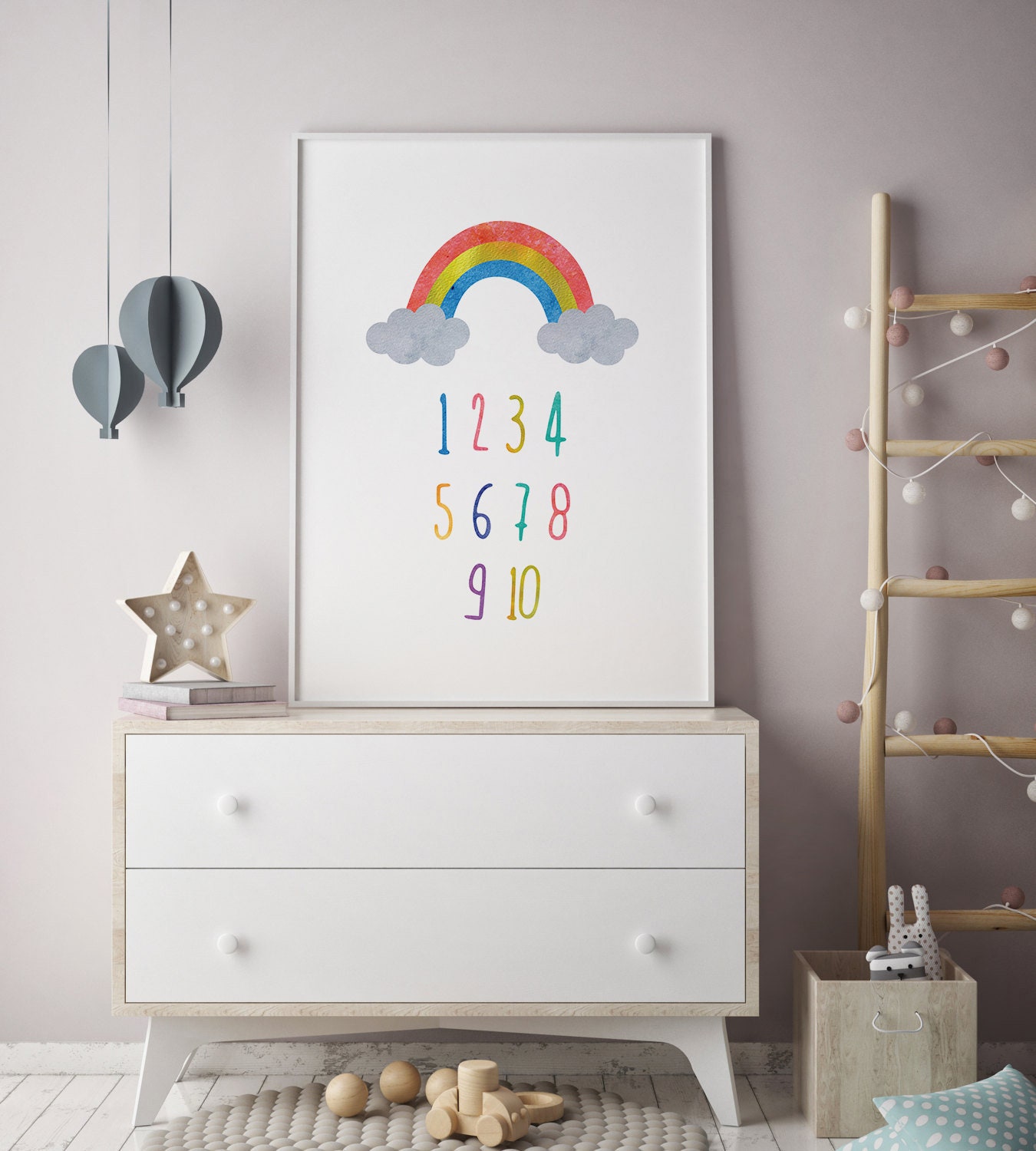 Rainbow Printable Poster Kids Bedroom Decor Watercolor | Etsy