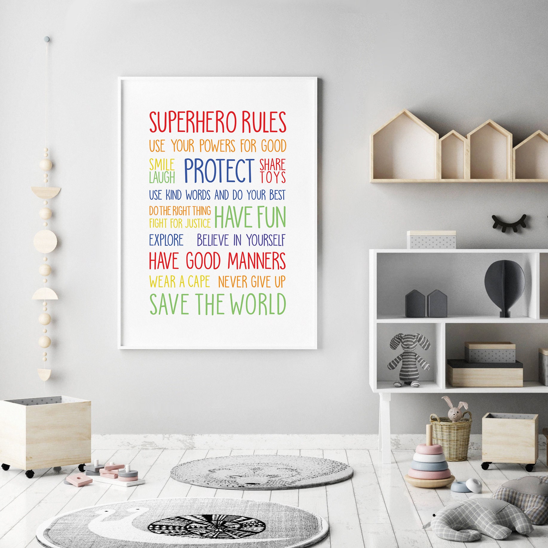Superhero Rules Printable Poster Kids Wall Art Inspirational - Etsy