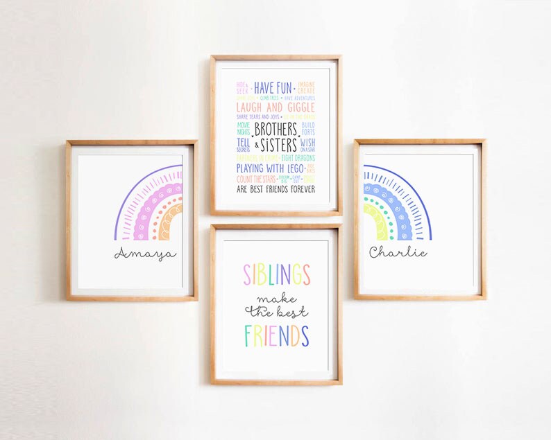 Set of 4 Printable Posters Personalized Posters Rainbow - Etsy