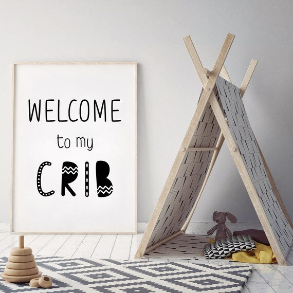 Welcome to My Crib Printable Art Monochrome Nursery Decor | Etsy