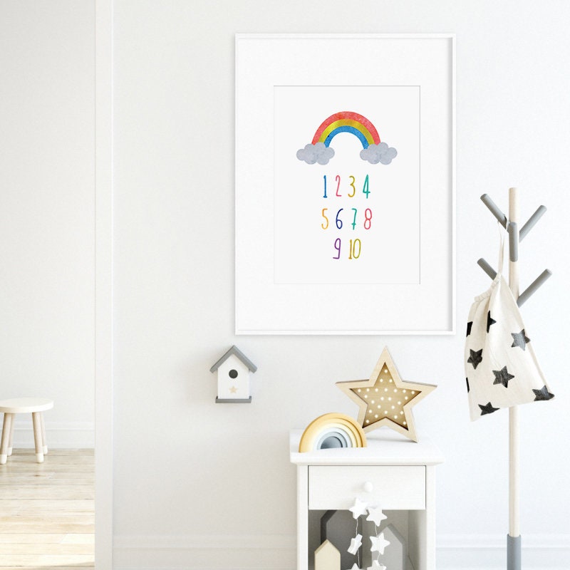 Rainbow Printable Poster Kids Bedroom Decor Watercolor | Etsy