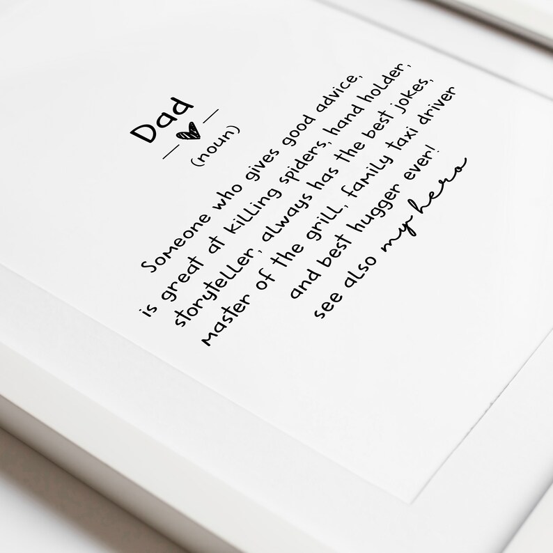 Dad Definition Printable Poster Daddy Papa Father - Etsy