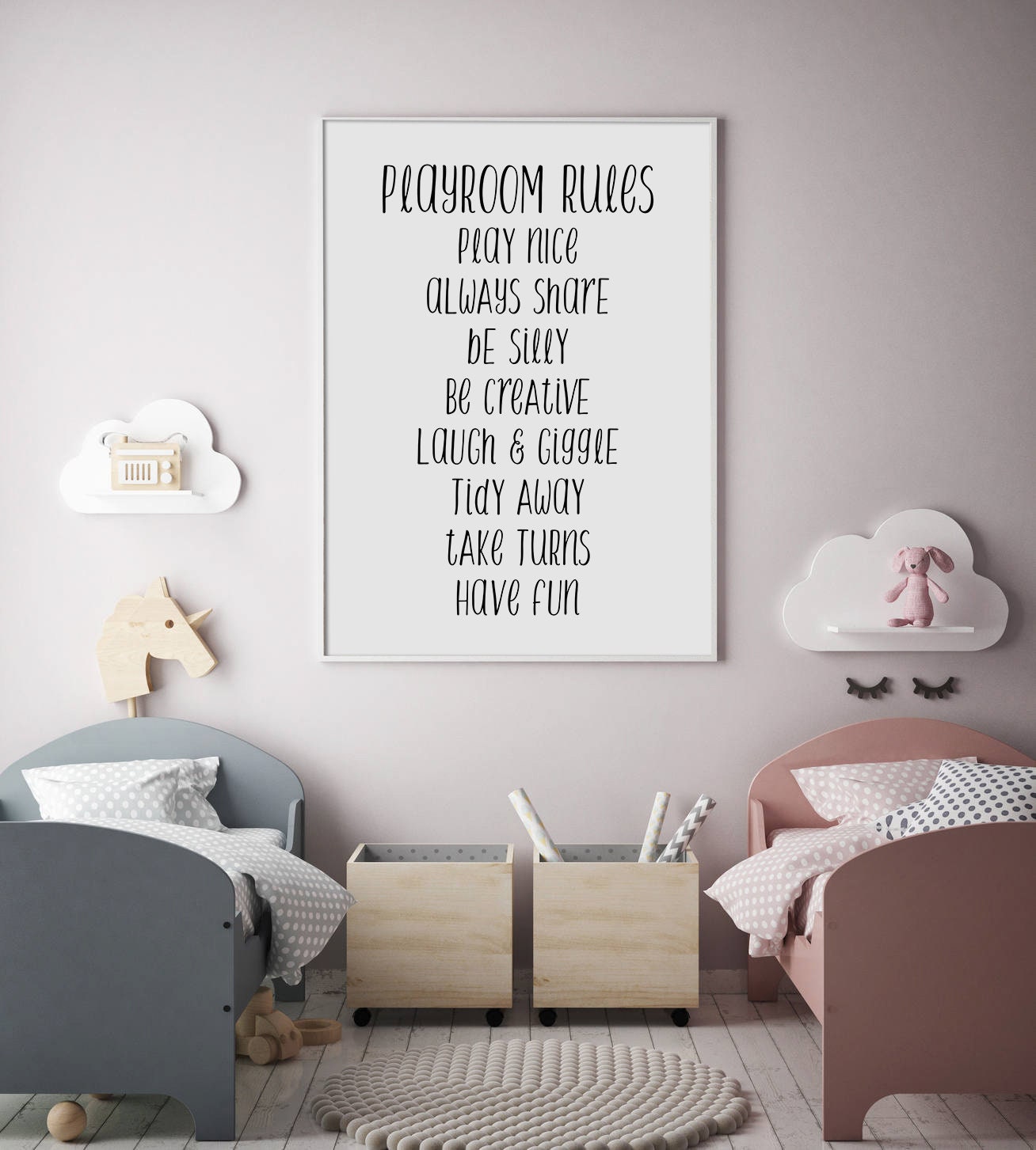 Kids Playroom Rules Printable Art Shared Room Decorchildren | Etsy