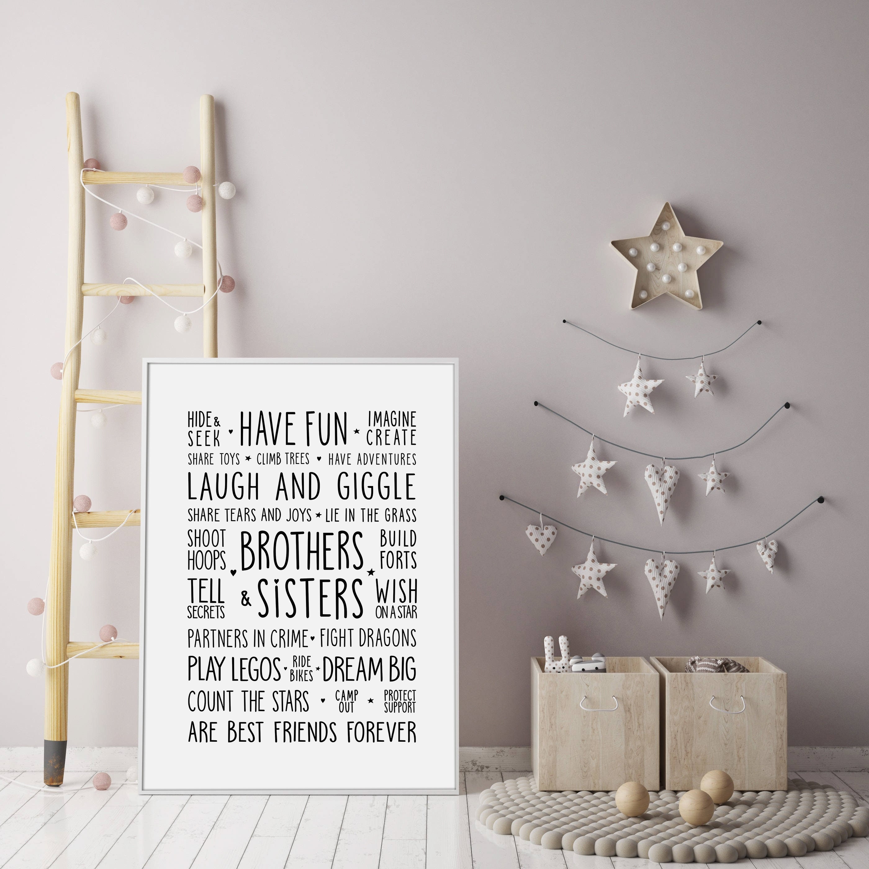 Brothers and Sisters Printable Art Set of 3 Vertical Posters | Etsy