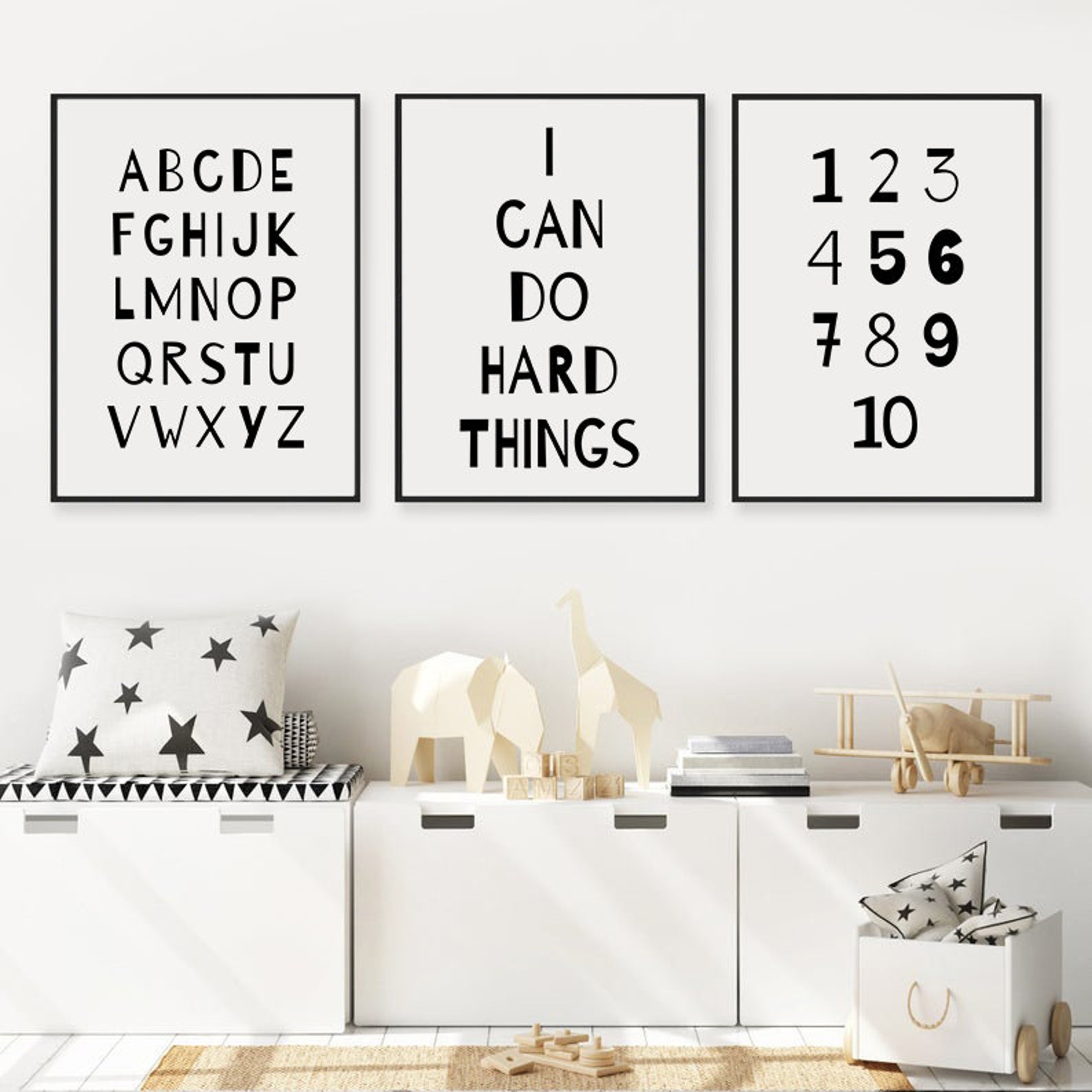 Numbers Printable Wall Art Black and White Numbers Kids - Etsy