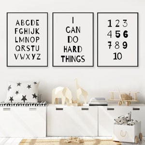 Numbers Printable Wall Art , Black and White Numbers, Kids Room Decor ...