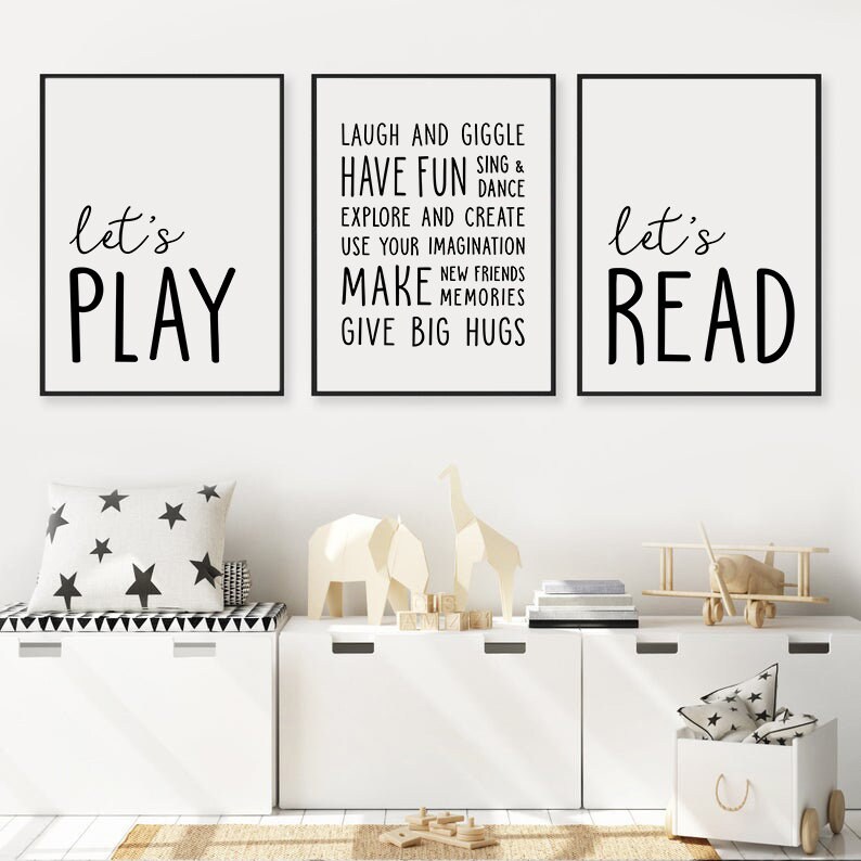 Set of 3 Playroom Printables Let's Play Let's Read - Etsy Canada