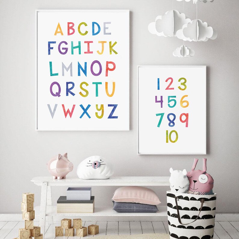 Watercolor Numbers Printable Poster Numbers Nursery Decor - Etsy