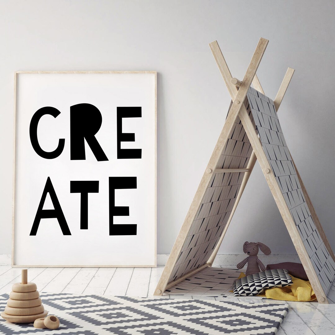 Create Kids Printable Poster , Kids Room Decor, Playroom Poster, Toy ...