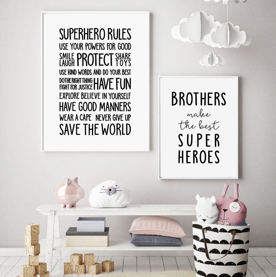 Superhero Poster, Brothers Make the Best Superheroes, Boys Room Decor ...