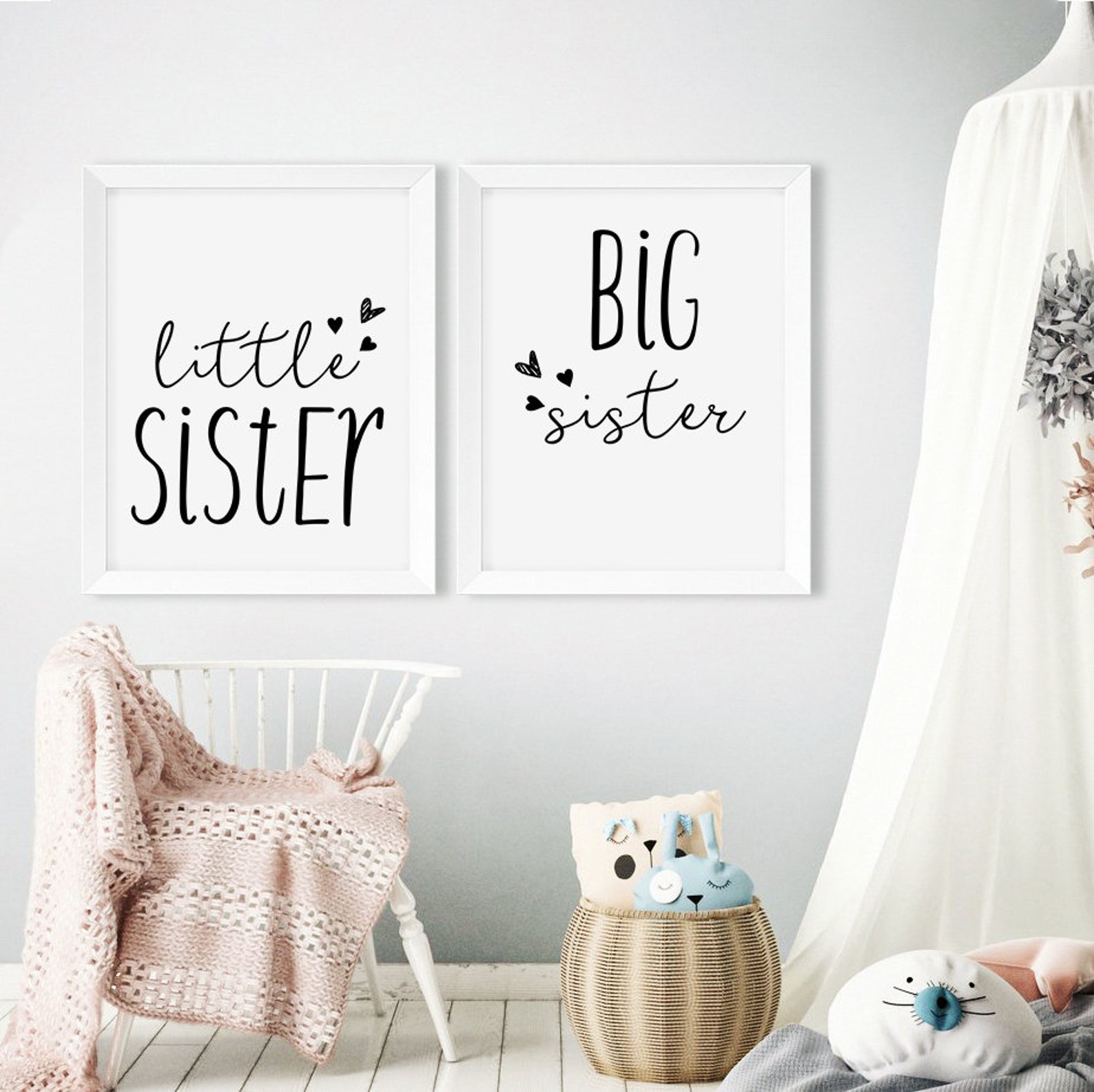 Set of 2 Printable Posters Little Sister Big Sister Shared - Etsy