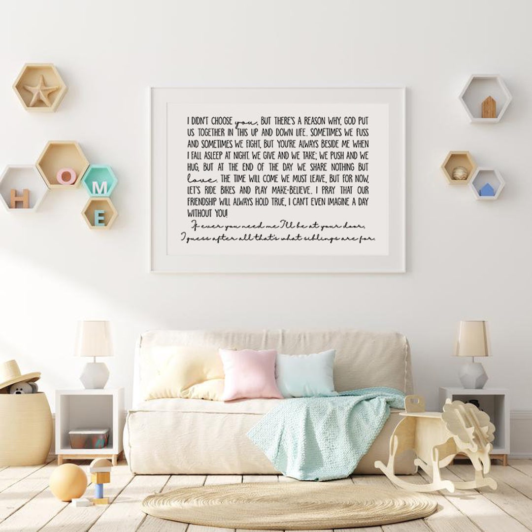 Siblings Printable Posters, Siblings Poem, Shared Room Decor, Kids ...