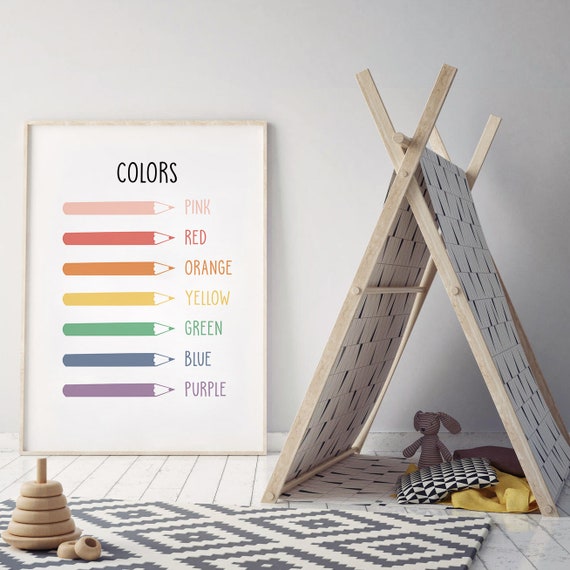Colors Poster Kids Printable Poster Rainbow Wall Art | Etsy