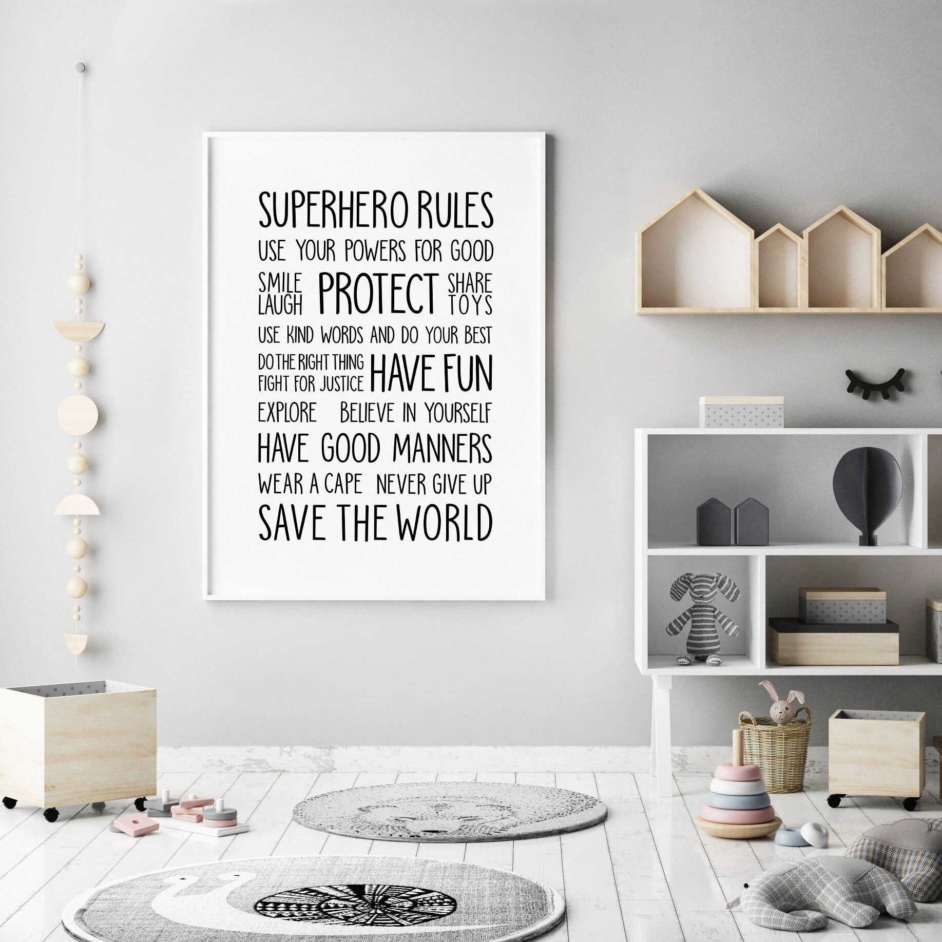 Superhero Rules Printable Poster Kids Wall Art Inspirational - Etsy