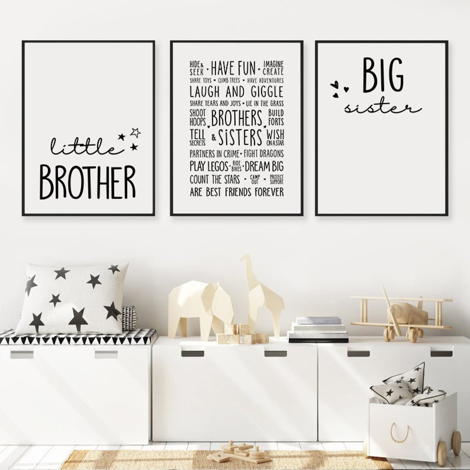 Brothers and Sisters Printable Art Set of 3 Vertical Posters | Etsy