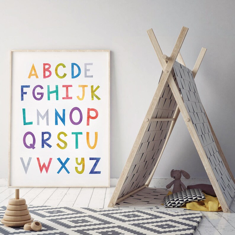 Watercolor Alphabet Printable Poster ABC Nursery Decor - Etsy